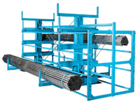 Heavy-Duty Crank-Out Cantilever Shelving for Bars & Tubes | Pedlex